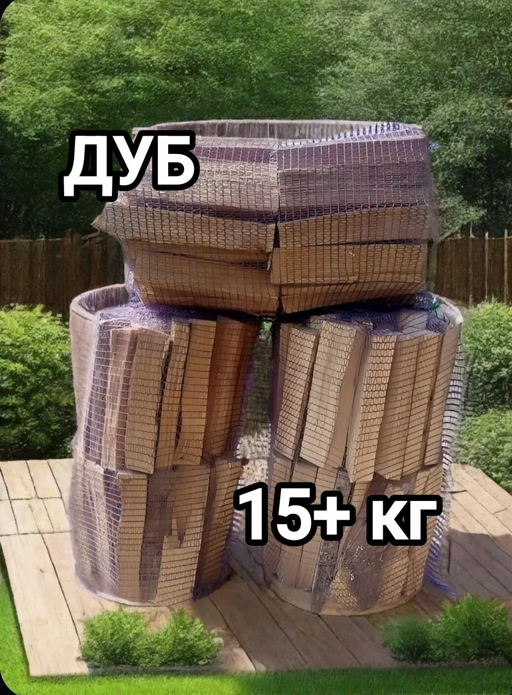 Отборные дрова дубовые в сетках без коры! 30-40см 15+кг для бани гриля барбекю сухие