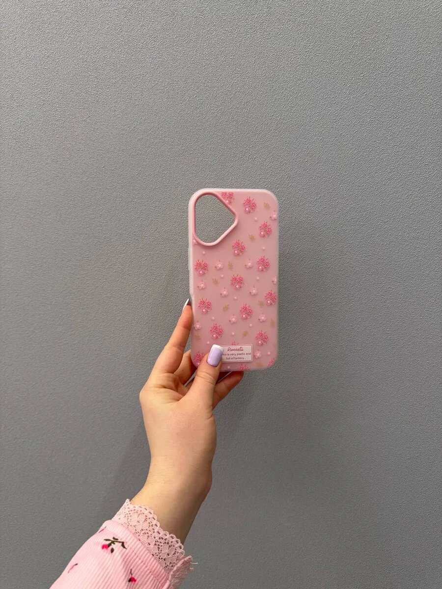Чехол на Iphone 17, цвет розовый, принт "Розовые бабочки" , женский . — фото 1