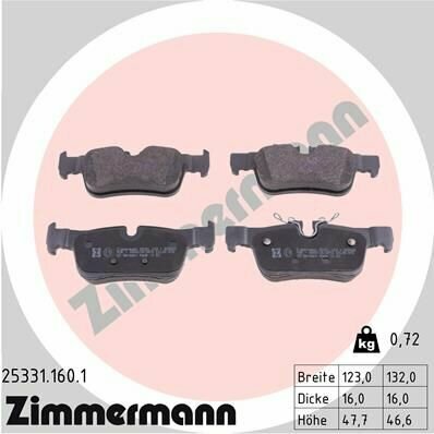 Колодки тормозные задние BMW X1 F48 11 14-, 2 F45 GDB2063 ZIMMERMANN 253311601