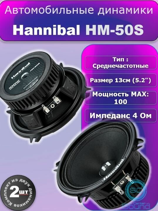 Среднечастотная автомобильная акустика Alphard Hannibal HM-50S / Динамики автомобильные 13 см