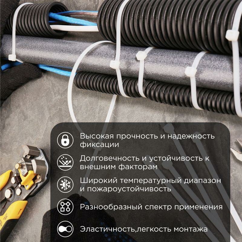 Стяжка кабельная нейлоновая 700х9.0мм белая (уп.25шт) Rexant 07-0700-9-25