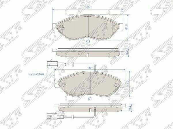 Колодки тормозные SAT ST-1612433980 спереди Peugeot Boxer 06-14 / Citroen Jumper 06-14