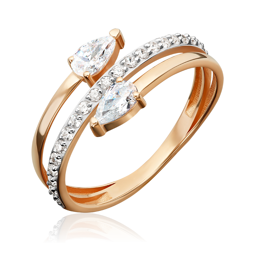 Набор колец PLATINA, красное золото, 585 проба, фианит