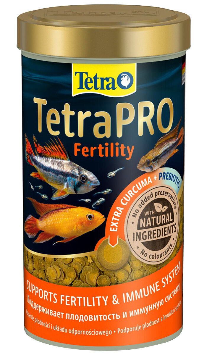 Корм чипсы Tetra Pro Fertility для всех видов рыб для поддержания репродуктивных функций, куркума, 500 мл