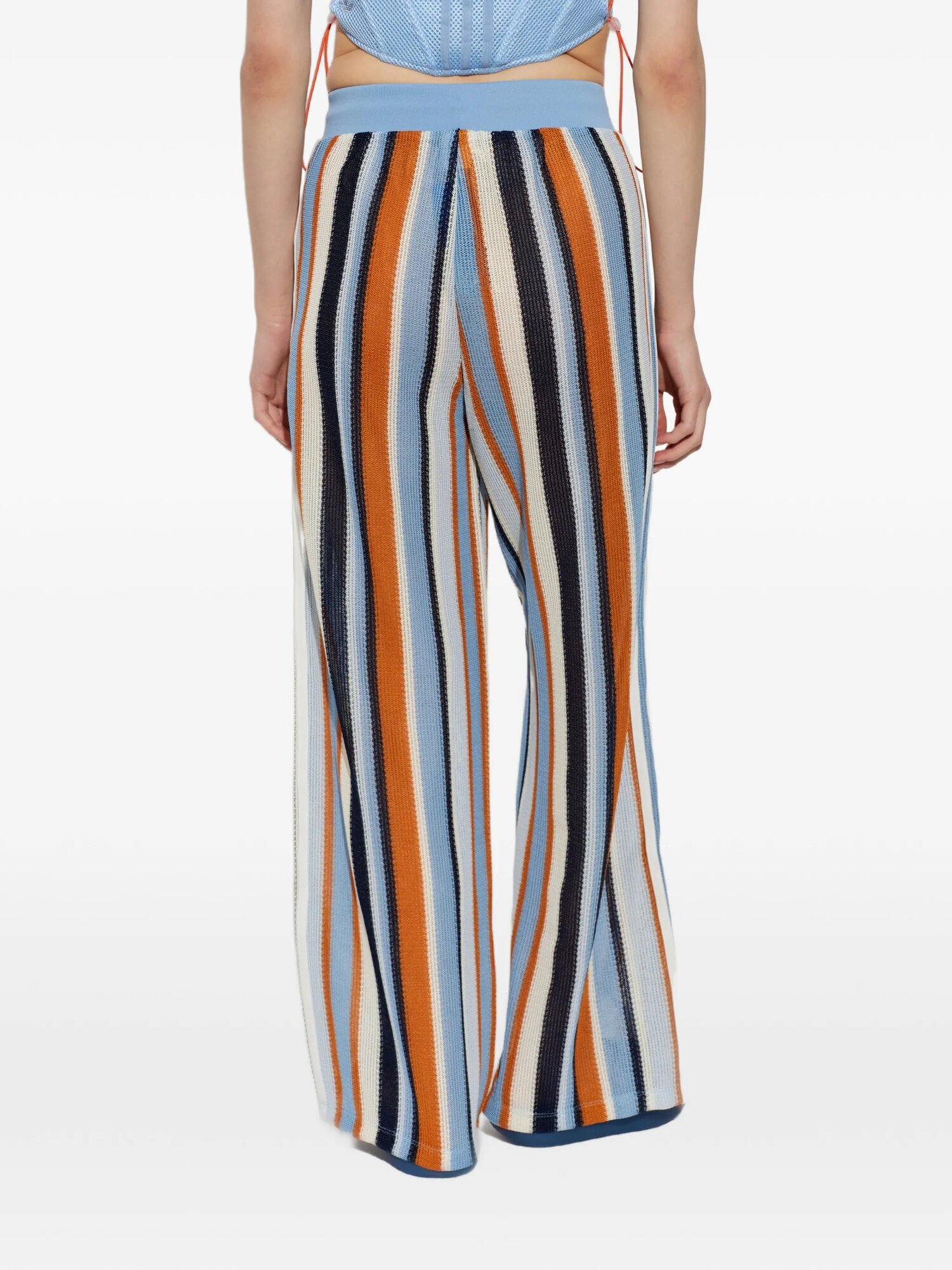 Брюки adidas Firebird Summer Glow striped logo-patch trousers, размер L-XL, синий — фото 1