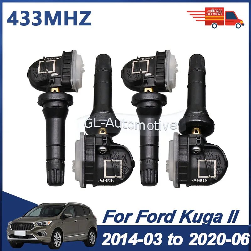 4 шт. датчик контроля давления в шинах для Ford Kuga II 2014-2020 датчик TPMS EV6T-1A180-CB EV6T-1A180-CC EV6T-1A180-CE 433 МГц