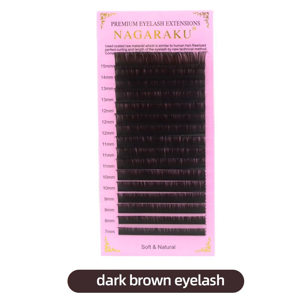NAGARAKU Ресницы C изгиб, 8 мм, 0.15 мм, Dark Brown