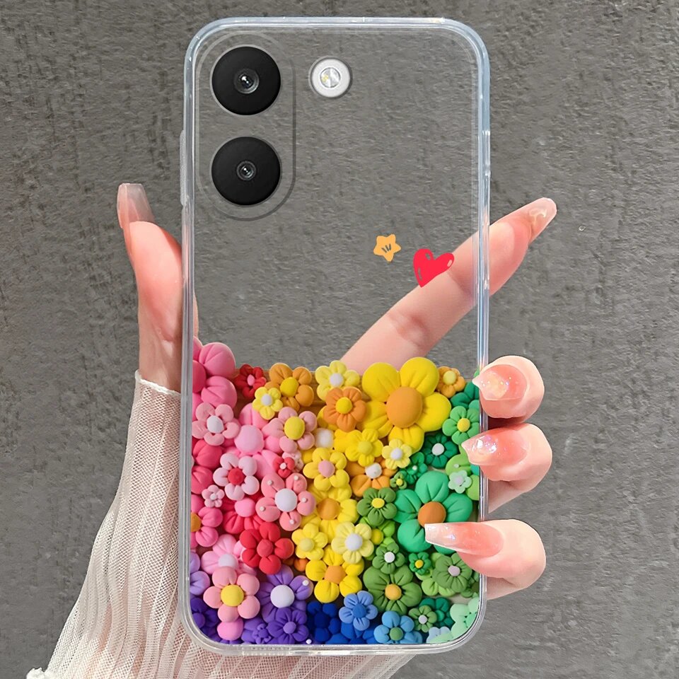 Чехол Poco X8 Pro с цветами, прозрачный, U869