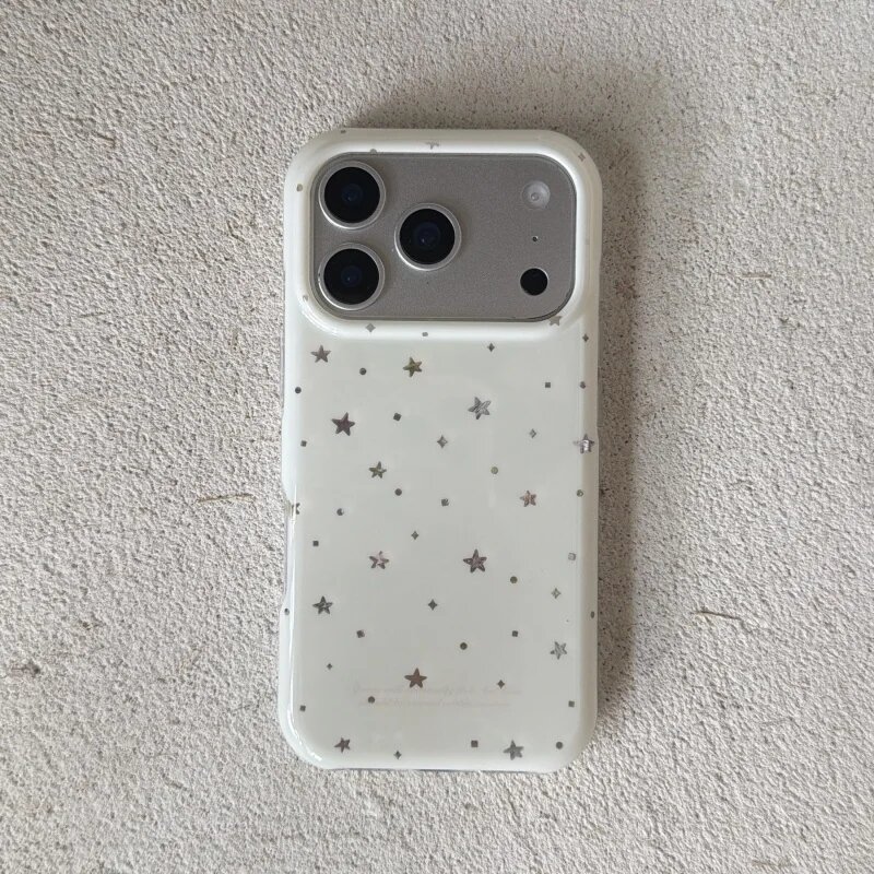Мягкий чехол Kawaii Silver Star для iPhone 15 Pro Max, 17, 16 Pro Max, 14, 13, 12, 11, For iphone 15