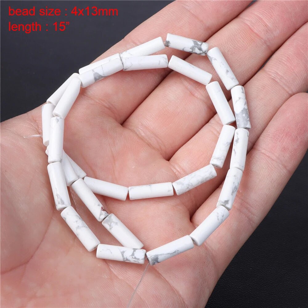 Бусины Howlite белые, 4x13mm, NO.27