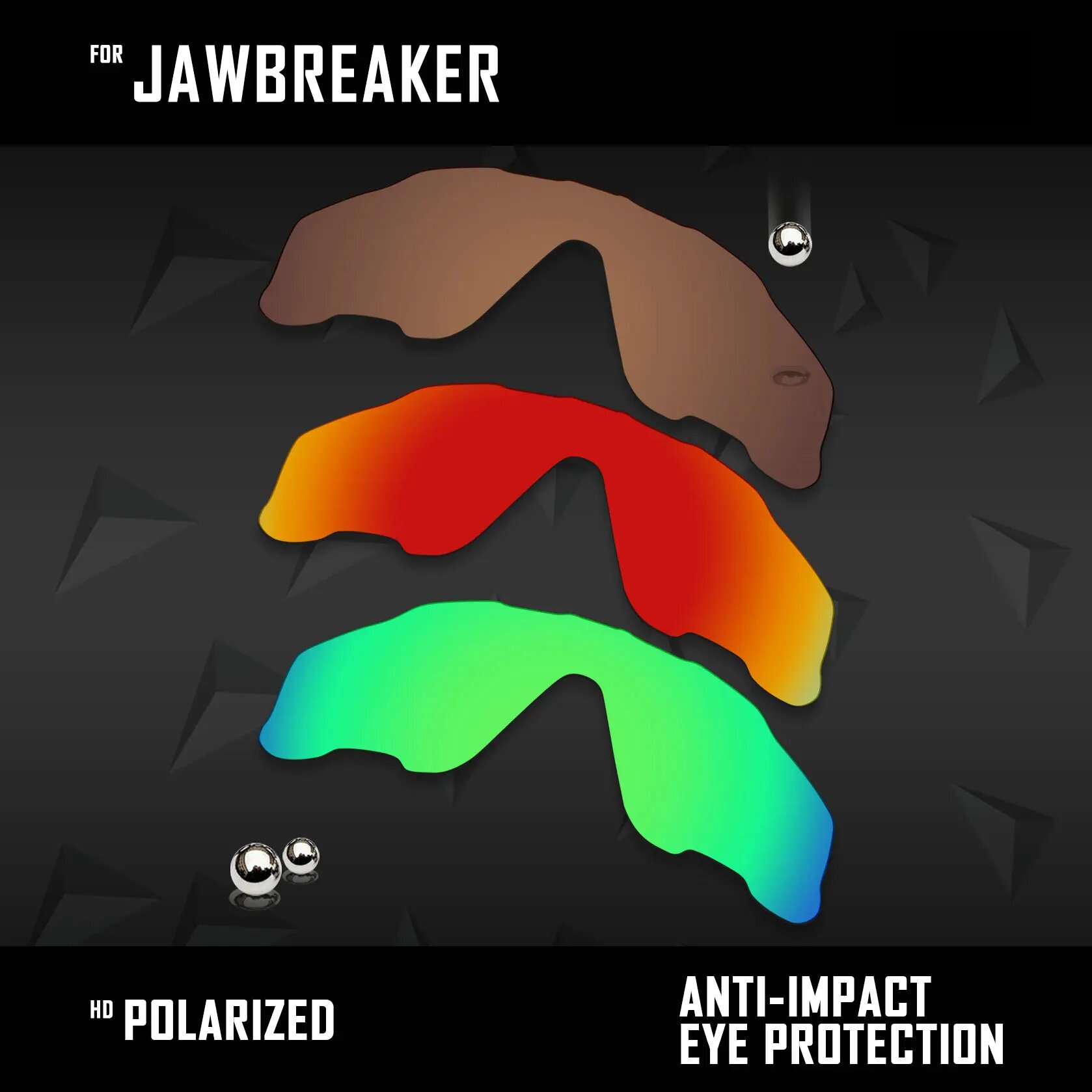 Линзы OOWLIT для Oakley Jawbreaker, Brown-Red-Green