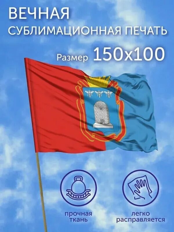Флаг большой Тамбовская область, 150х100 см, Полиэфирный шелк