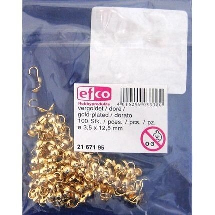 Скуфейки EFCO Каллоты, металлические, открытые, 3,5х12,5 мм, золотистые, 100 шт