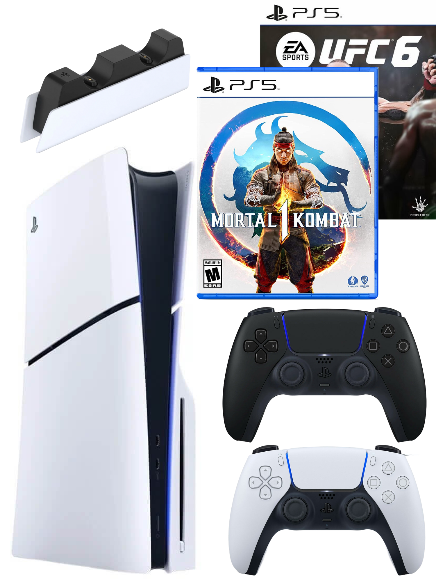 Игровая приставка Sony PS 5 Slim, 1ТБ(с дисководом)+2 геймпад+Зарядная станция+2игры (подробности в чате)