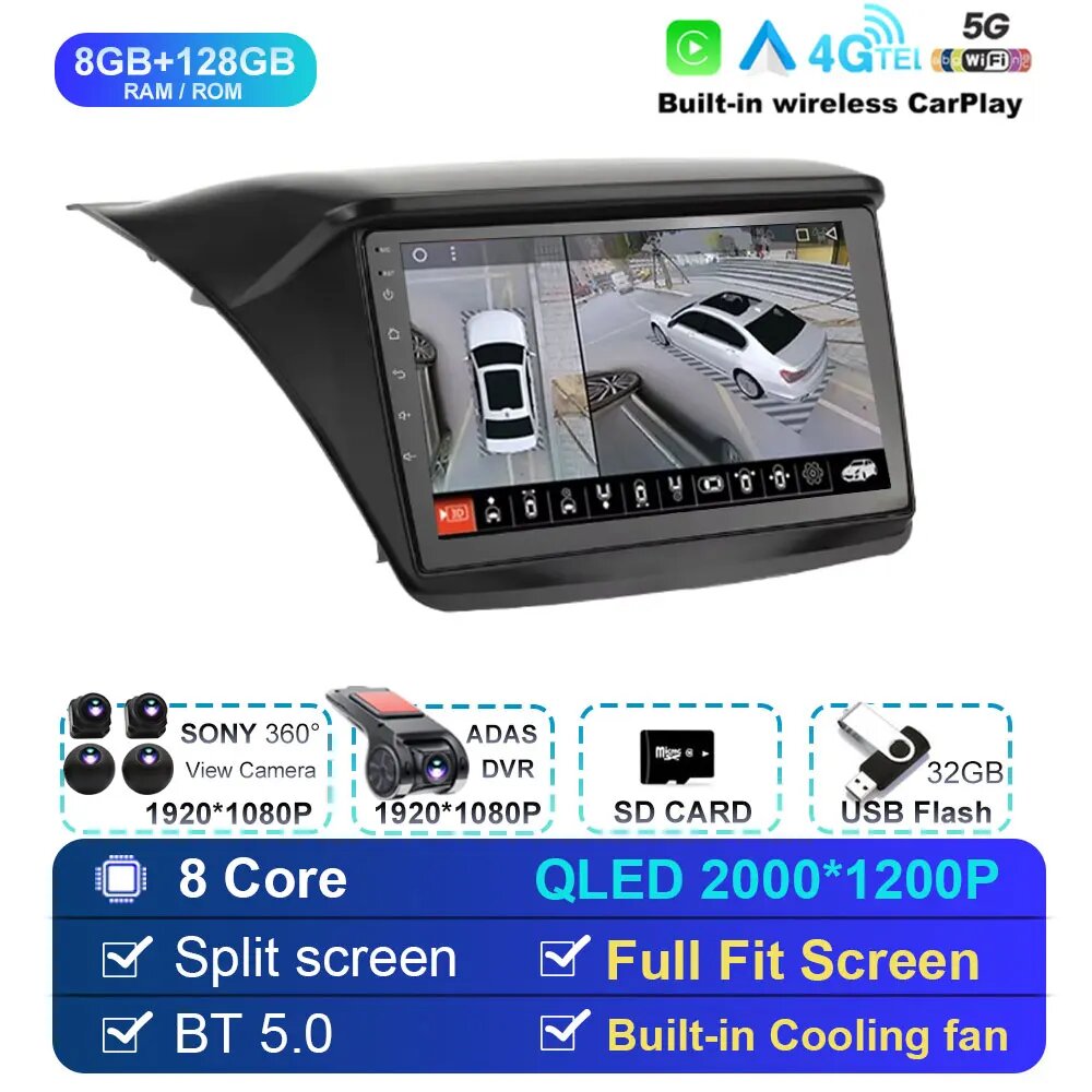Автомагнитола для Mitsubishi Pajero Sport 2 L200 Triton 2008-2016, 2 DIN, Android 2K 8G-128G 360 DVR