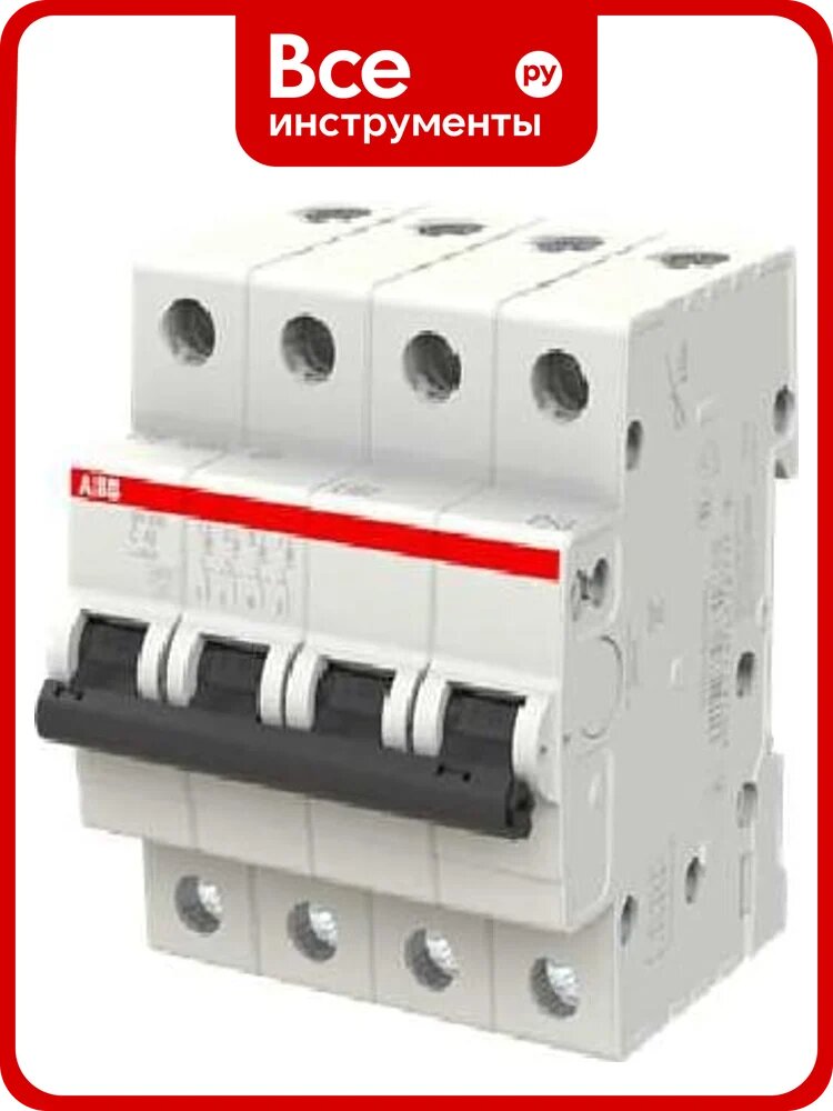 Автоматический выключатель ABB 4‑полюсный SH204 C50 тип с монтажом на DIN‑рейку, белый корпус, степень защиты