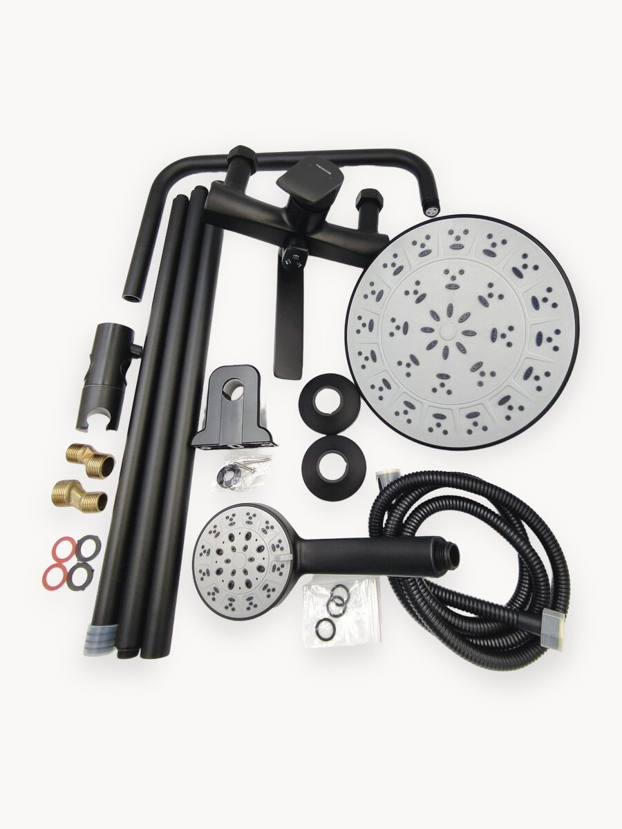 Душевая система B10-FD-434 тропический душ, смеситель для ванны, черный, высота 160 см