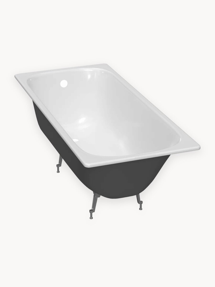 Чугунная ванна DIWO Кострома 170x75, на ножках, 235 л, пристенная, прямоугольная, белая, износостойкая эмаль, в современном стиле