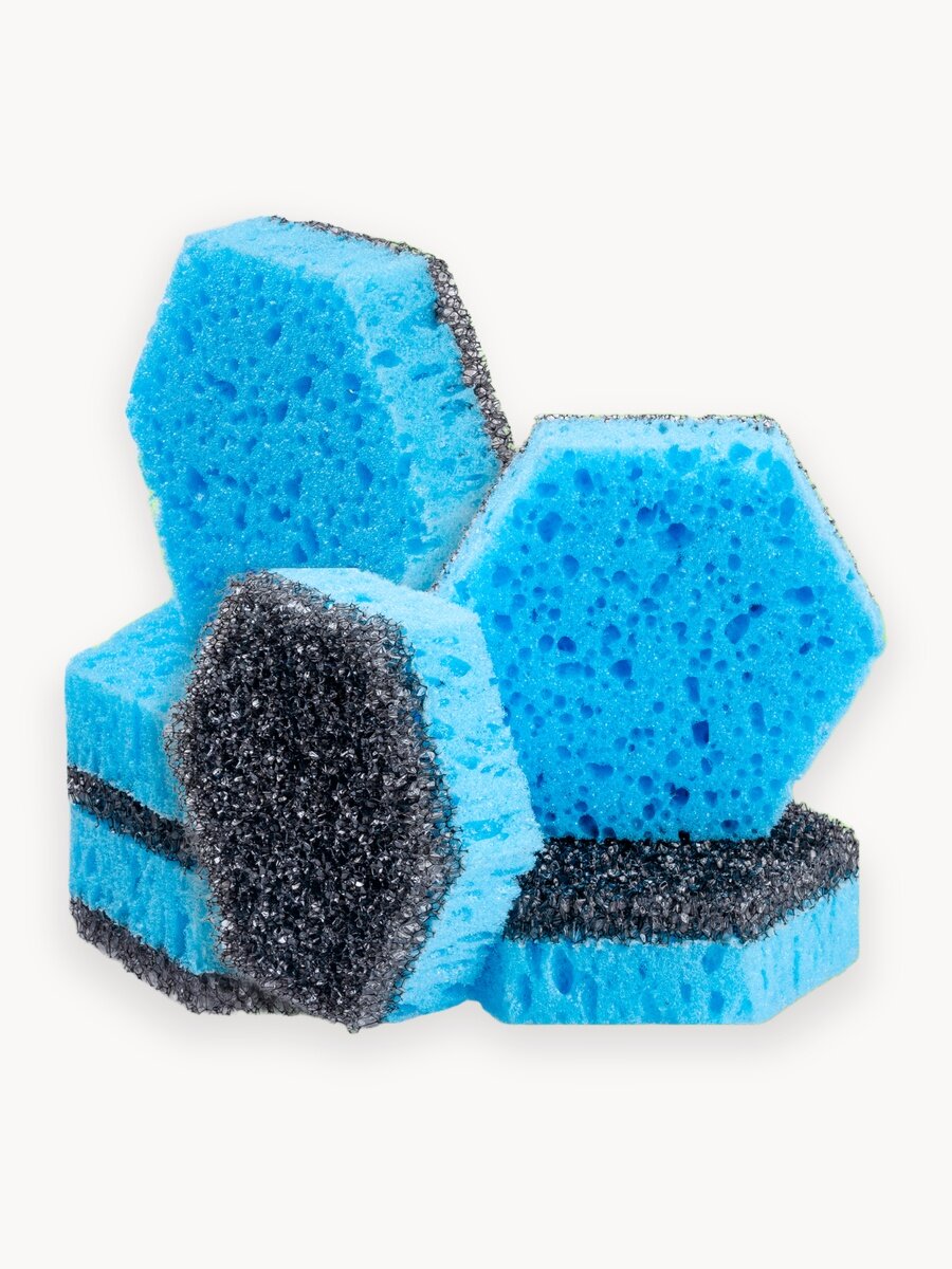 Губки для мытья посуды SPOTLESS, шестиугольные, 6 шт, морская волна