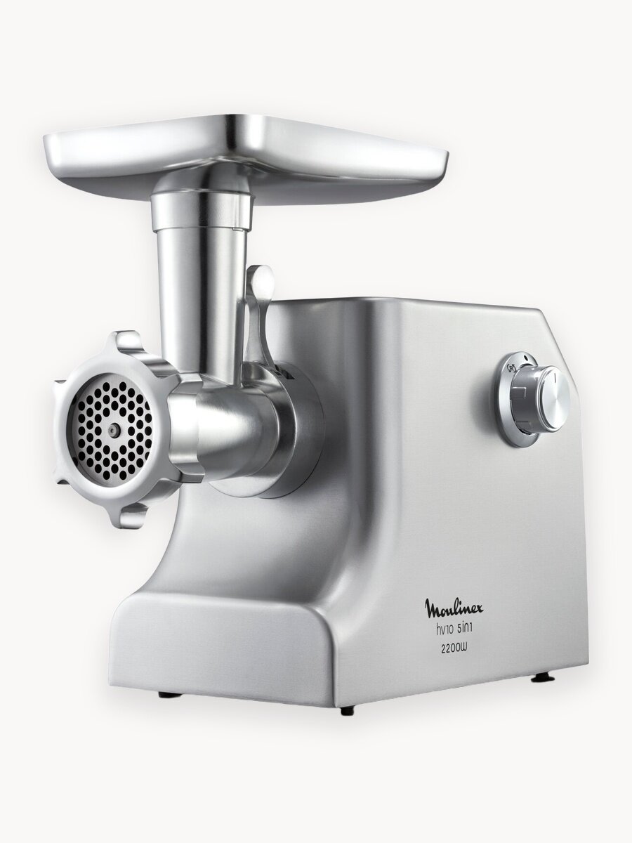 Мясорубка электрическая MOULINEX HV10 ME856D32 2200 Вт, 5.5 кг/мин, металлический корпус, 3 решетки, колбаски, кеббе