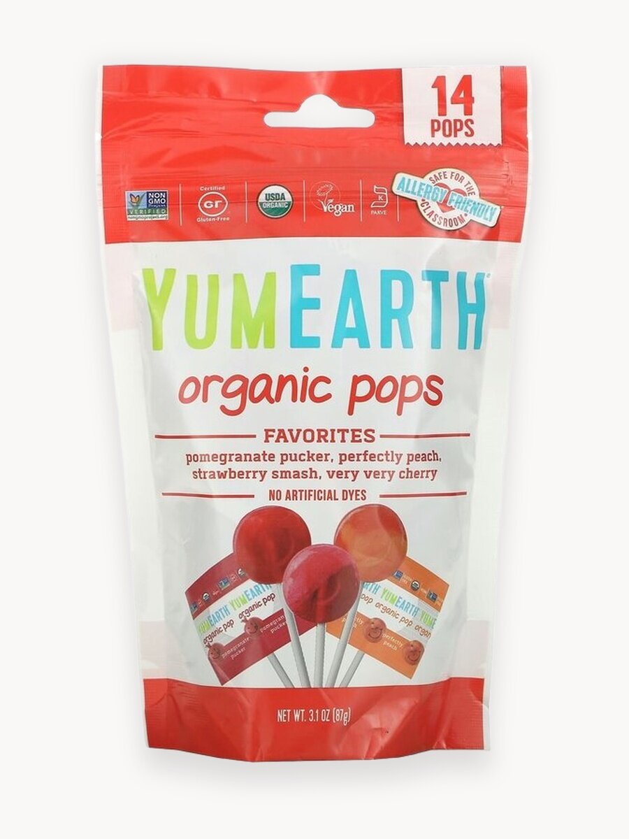 YumEarth, органические леденцы, любимые вкусы, 14 леденцов, 87 г (3,1 унции)