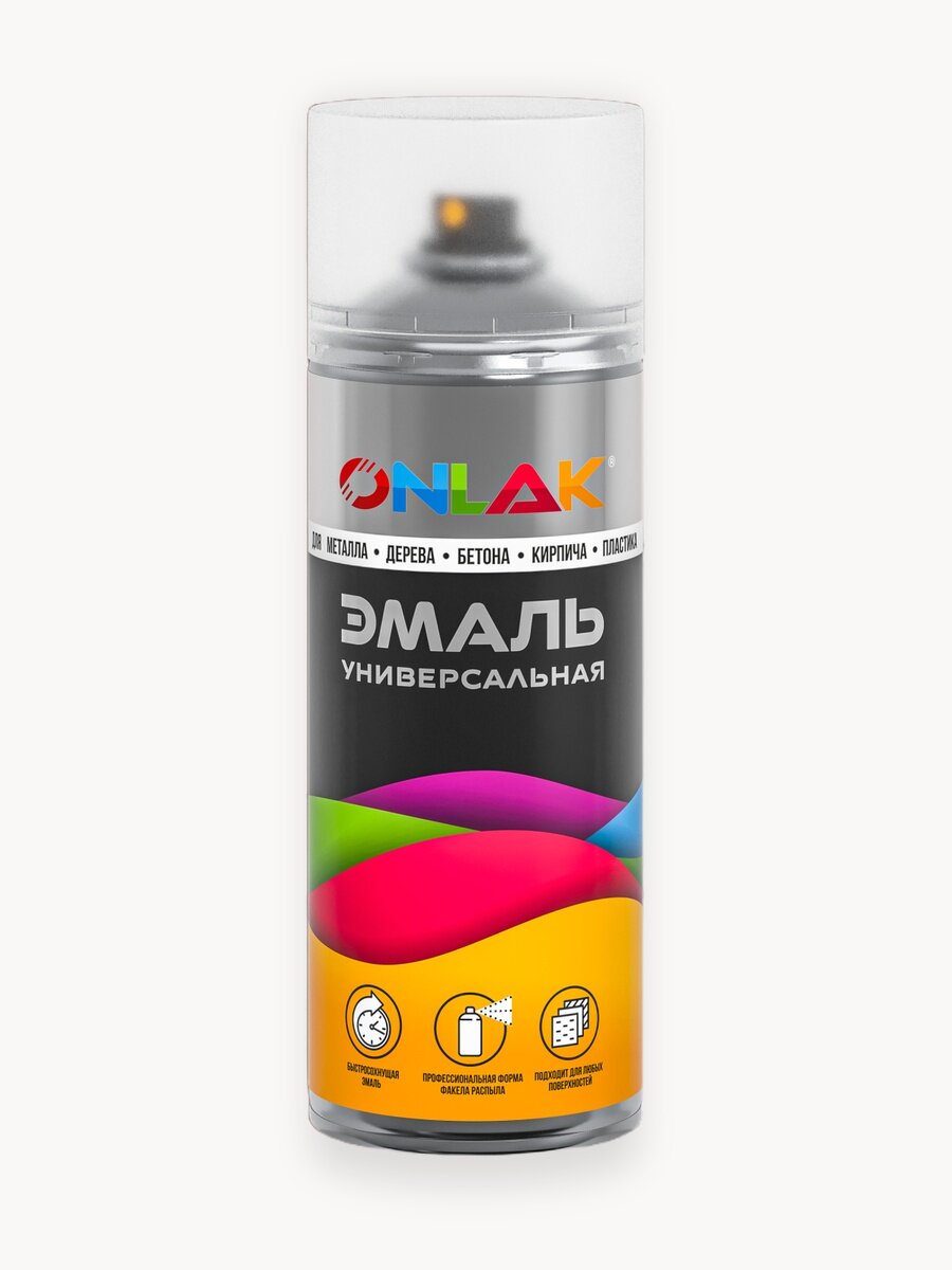 Универсальная быстросохнущая эмаль ONLAK в баллончике, быстросохнущая, полуматовая, для металла, дерева, бетона, кирпича, пластика, стекла, спрей 520 мл, RAL8002