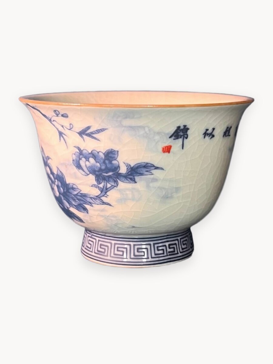 Пиала для чая "Синие птички" 90 мл Жу Яо