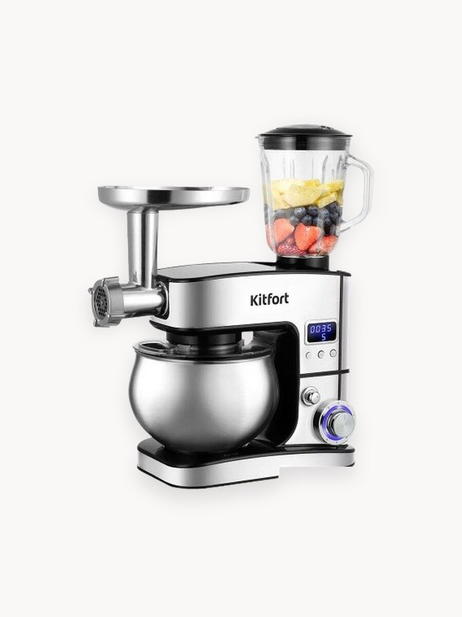 Миксер Kitfort КТ-3471, планетарный, 1300Вт, нержавеющая сталь, 5л