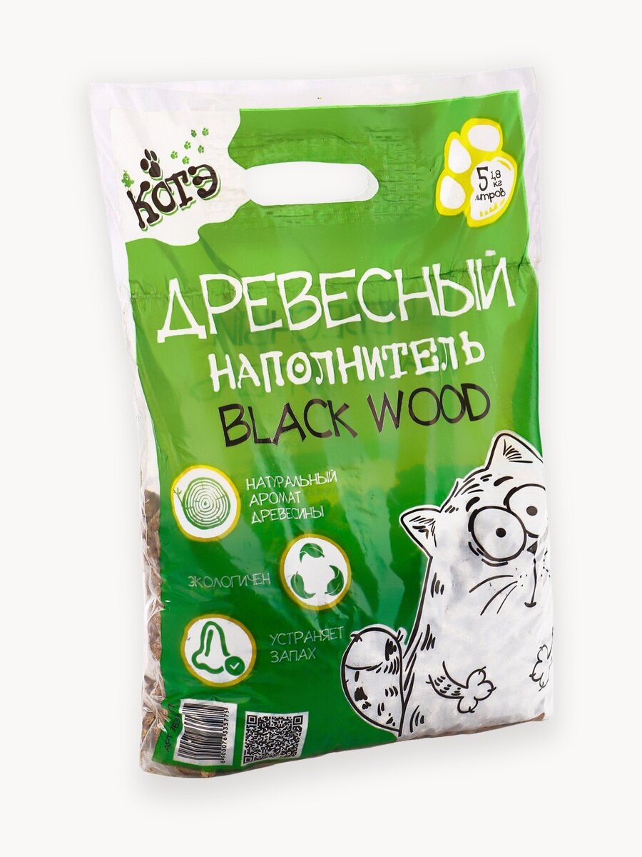 Наполнитель для кошачьего туалета "котэ Blackwood", древесный, 5л