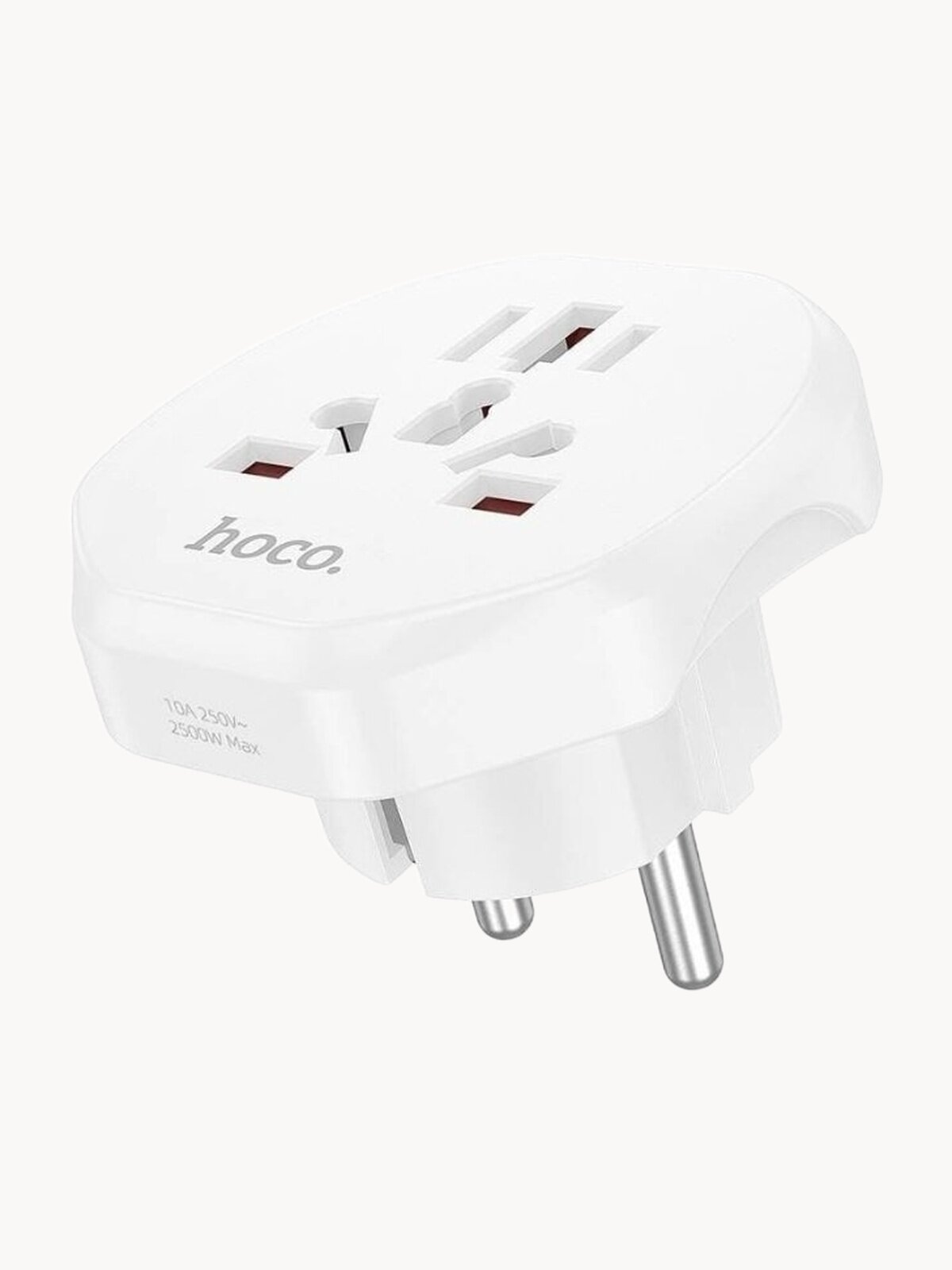 Переходник на все виды розеток Hoco AC6 Universal Conversion Plug, 100-250V, 10A, 2500W, EU/UK/US/AU, Белый
