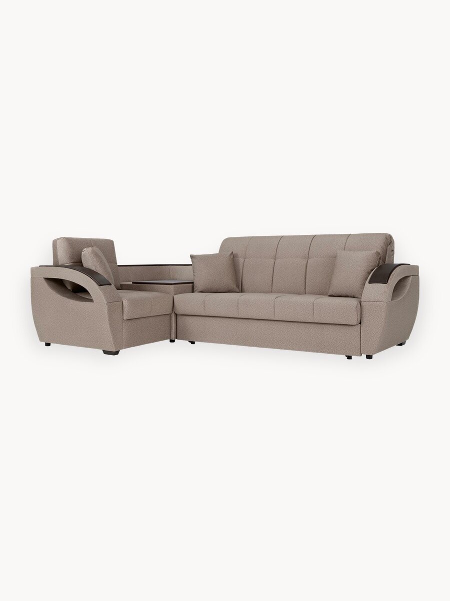 Угловой диван-кровать DREAMART Монреаль, правый угол, 267х90х164 см, цвет медово-коричневый