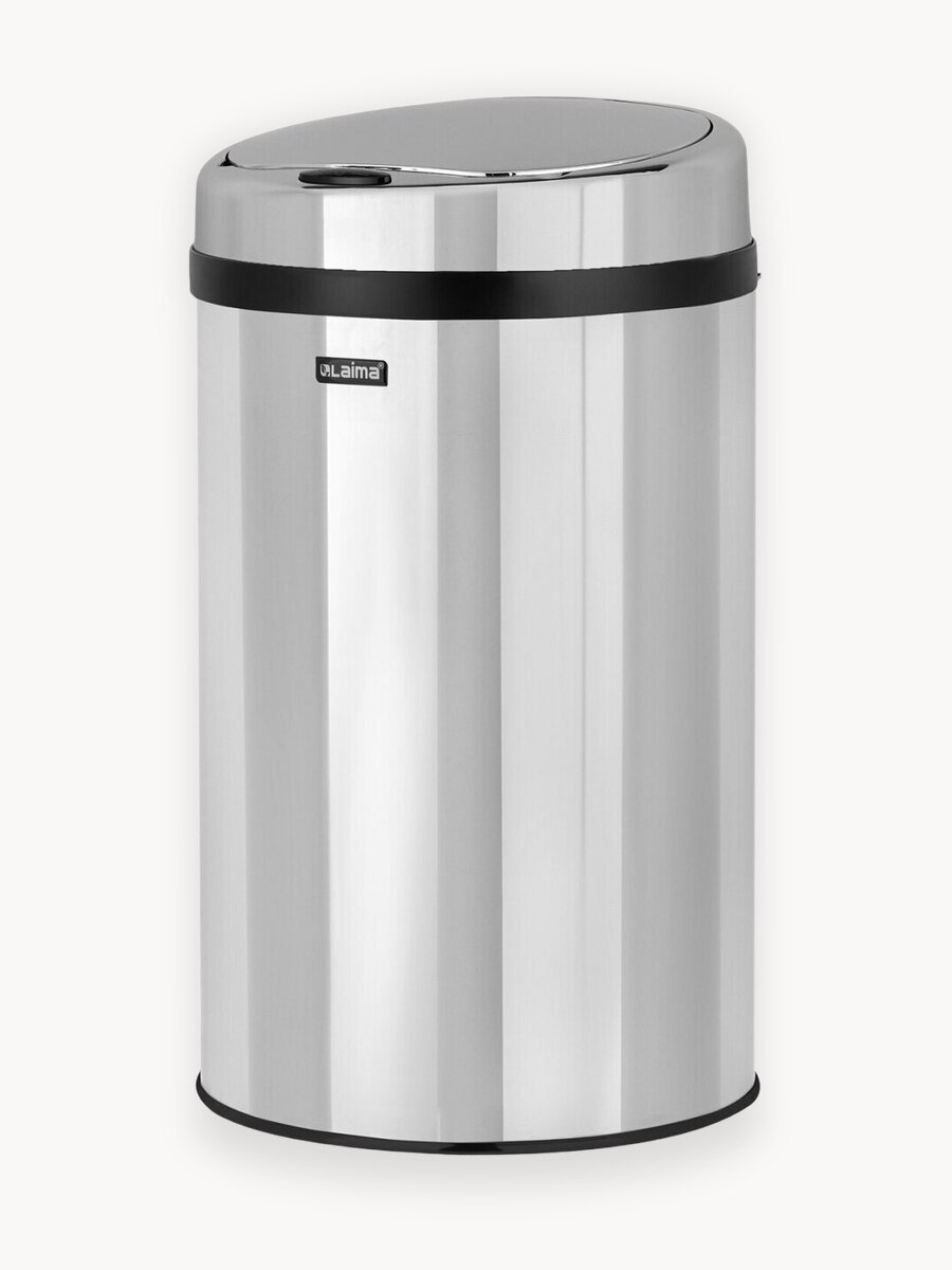 Мусорное ведро сенсорное 30 л для кухни и туалета, ведро для мусора с зеркальной крышкой, мусорка из нержавеющей стали, питание 4xAA, Laima, 609329