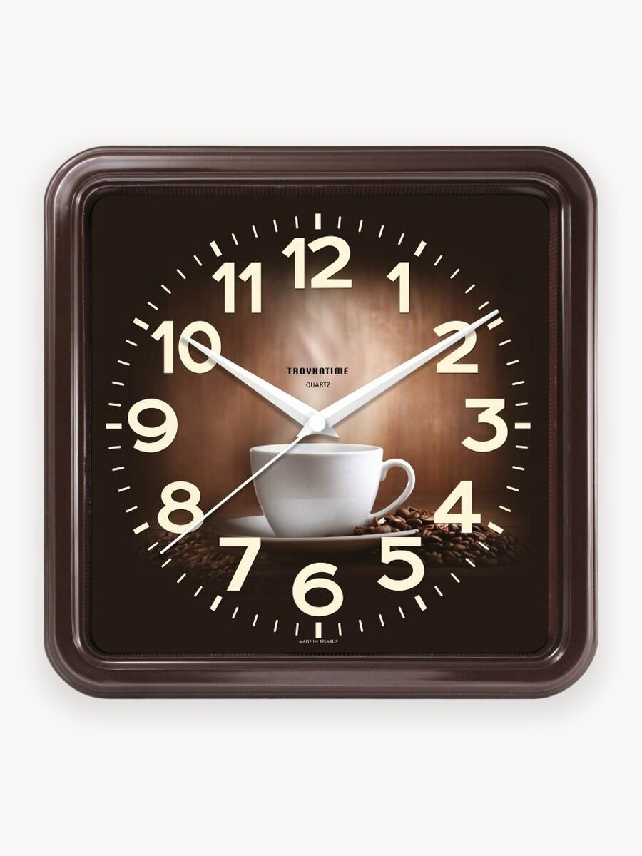 Часы настенные, серия: Кухня, "Чашка кофе", плавный ход, d=26 см, коричневый