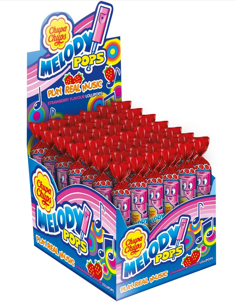 Леденцы-свисток Chupa Chups Melody Pops с клубничным вкусом, 48х15 г - 8410031934915