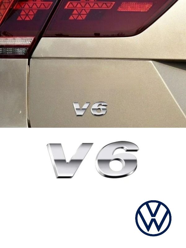 Эмблема V6 на багажник Volkswagen для всех моделей объемный шильдик 3D из ABS пластика на двустороннем скотче