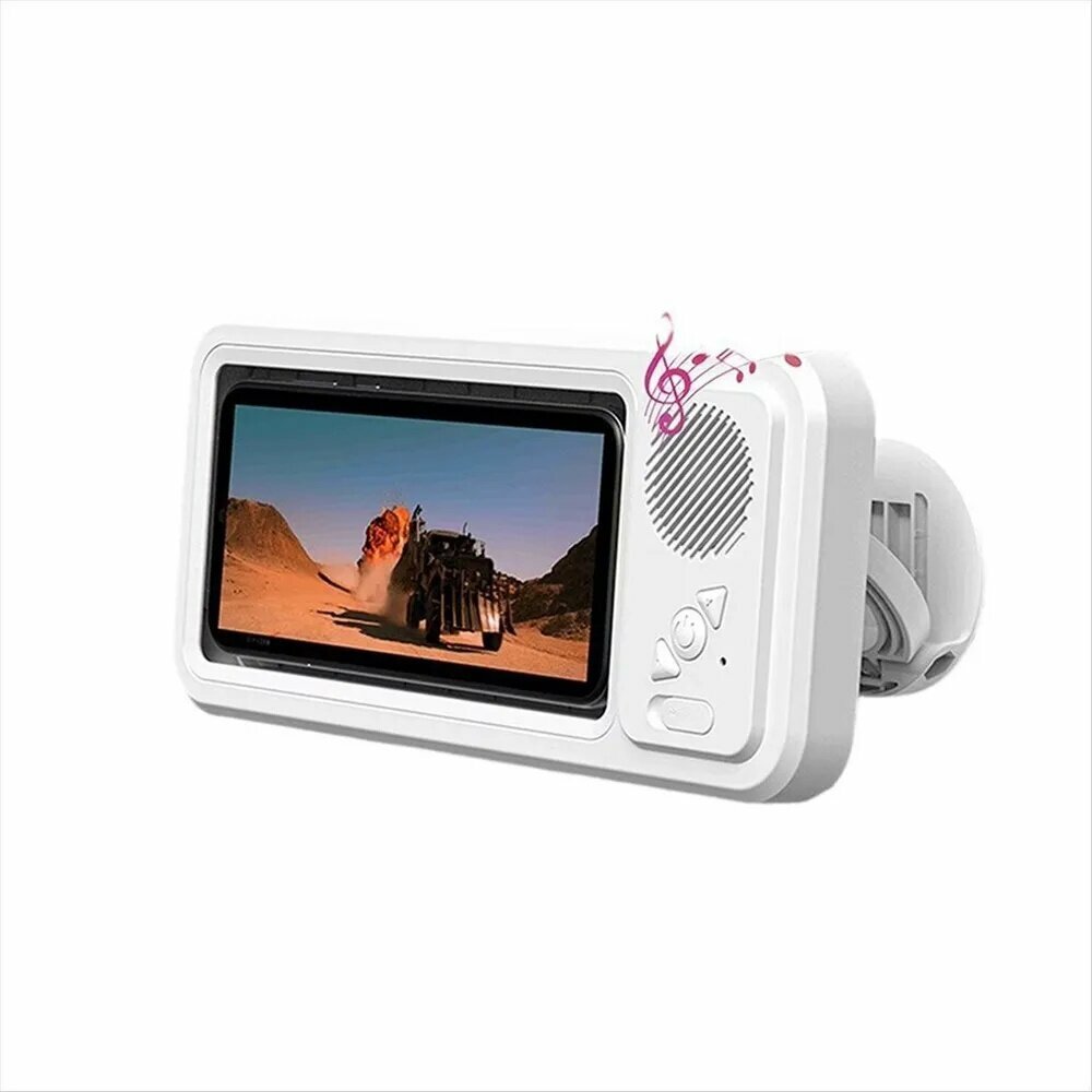 Держатель для телефона в душевой кабине со встроенным Bluetooth-динамиком, водонепроницаемый (IPX4), с защитой от запотевания, сенсорным экраном, настенное крепление для душа и ванной комнаты, белый.