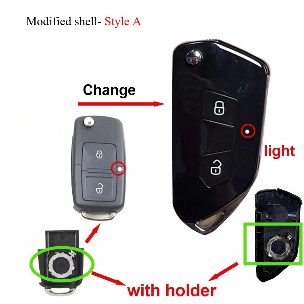 Корпус ключа Skoda Seat VW, Style A, черный