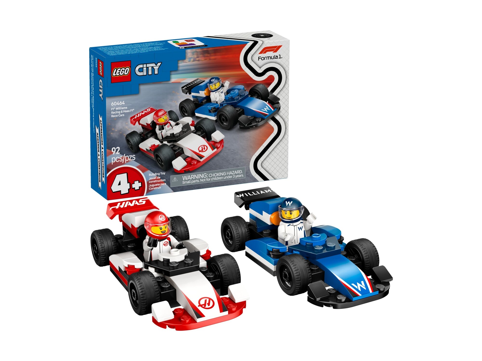 Конструктор LEGO City 60464 Болиды F1 Williams Racing и Haas F1, 92 дет.