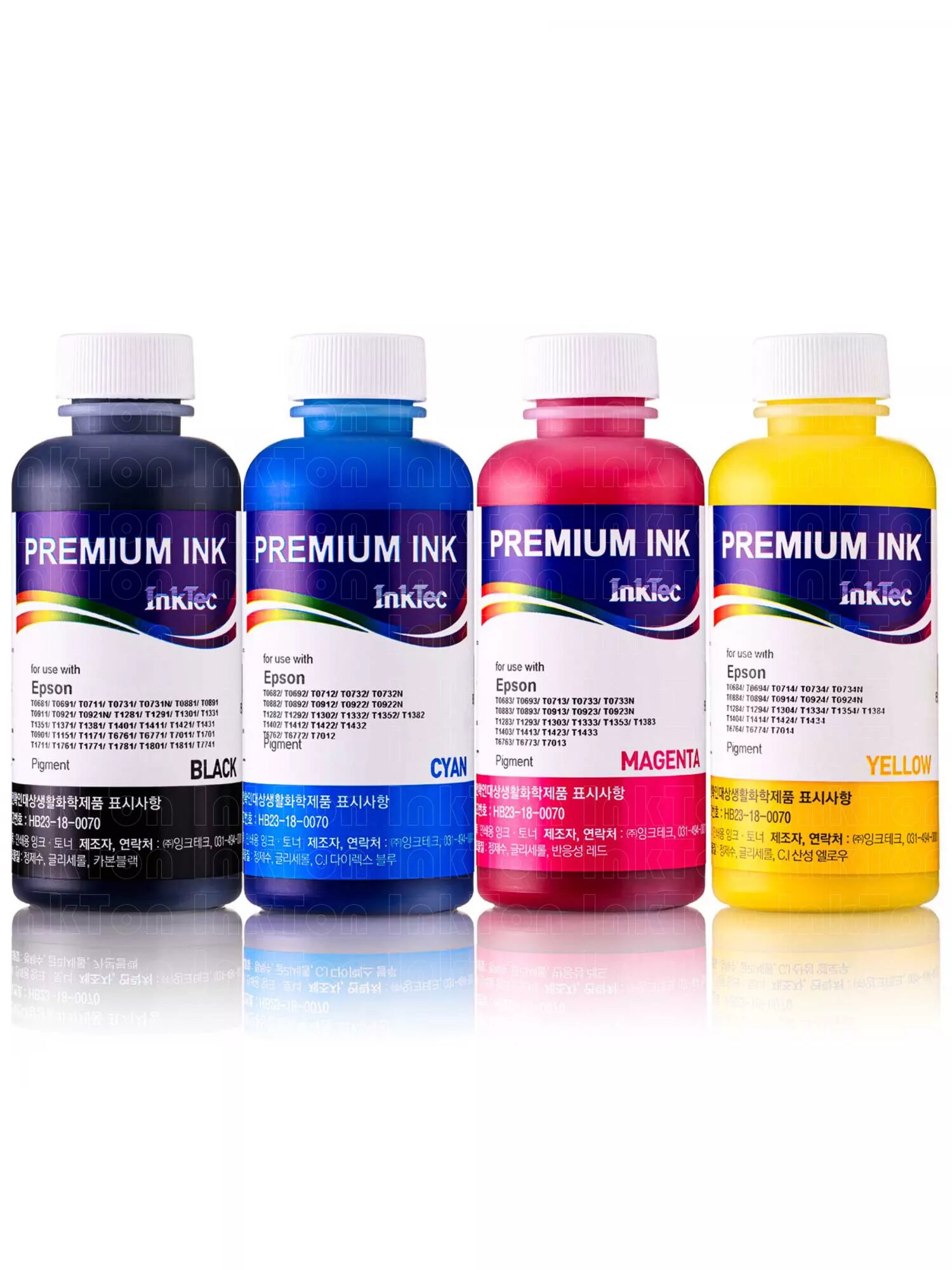 Пигментные чернила для принтера EPSON, для заправки картриджей, ПЗК, СНПЧ, InkTec E0013-100, 400 мл, комплект
