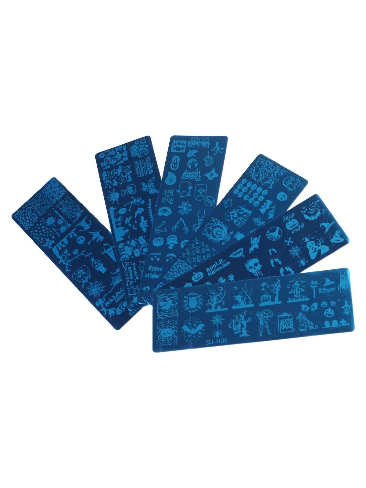 6 упаковок, набор шаблонов для печати нейл-арта, серия Halloween