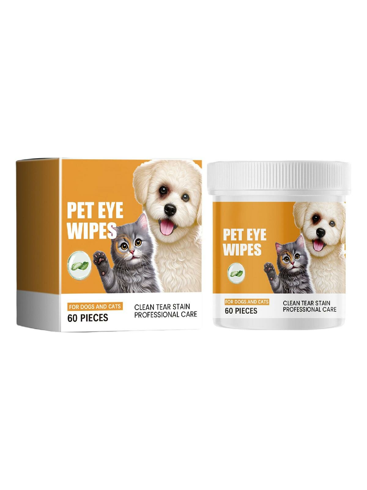 1 банка по 60 штук салфеток для глаз для кошек и собак
