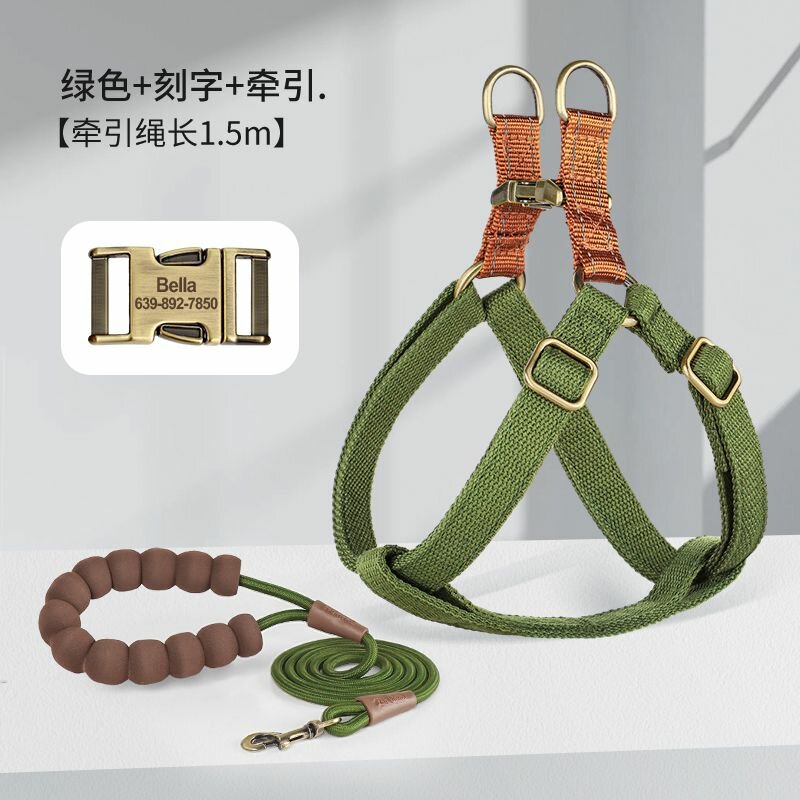 Стиль жилета с поводком для собак маленьких и средних пород, Тедди, Корги, гравируемый нагрудный ремень, наружные антипотерянные аксессуары для питомцев