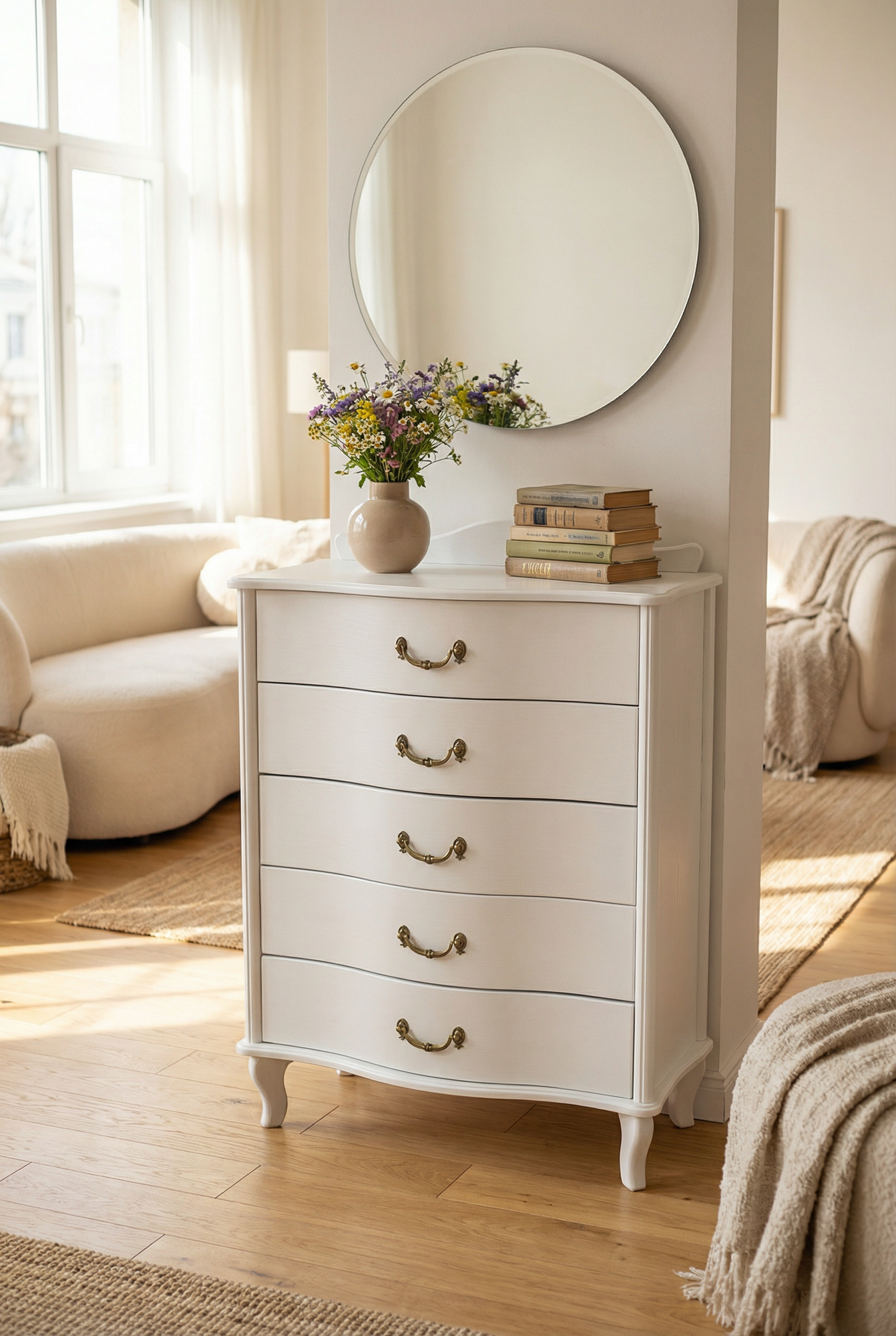 Комод IFERS Джульетта с выдвижными ящиками, в прихожую, в спальню молочный дуб Л