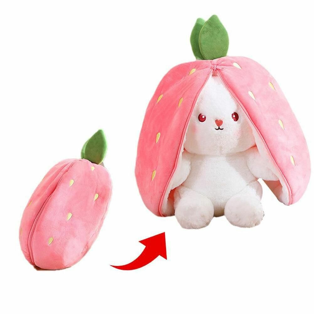 Мягкая игрушка Зайка в костюме клубнике