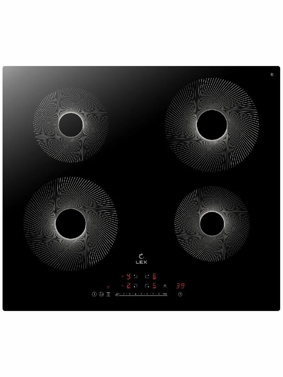 Варочная поверхность индукционная с инвертором Lex EVI 640 R1 I BL, 4 конфорки, 7200 Вт, таймер, функция Boost, индикация остаточного тепла, черный
