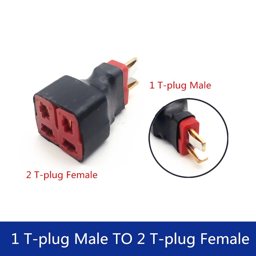 Адаптер T-Plug Male 1T к 2T Female, красный