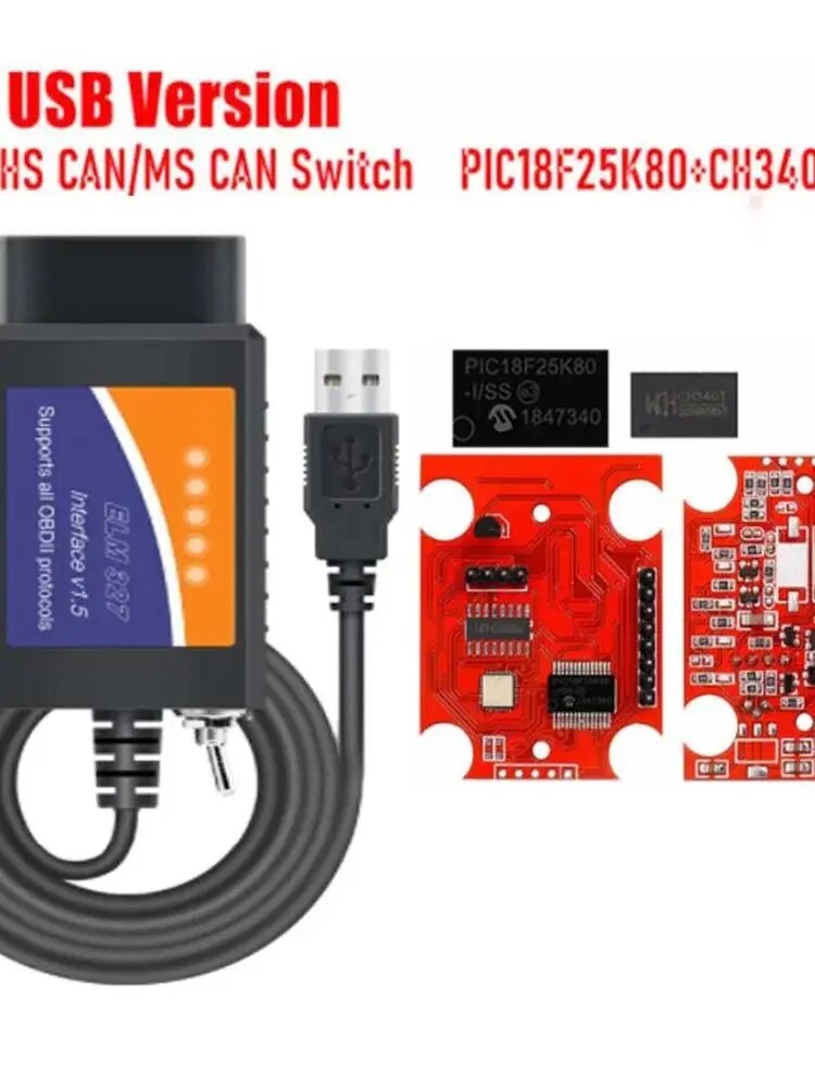 FORSCan ELM327 USB-адаптер OBD2 сканер считыватель кодов программирование с HS/MS для Ford USB Синий