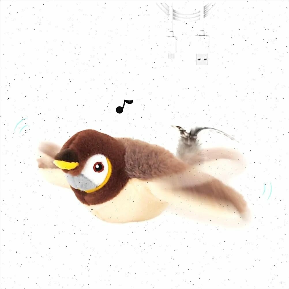 Интерактивная игрушка для кошек Щебечущая птичка Машущая крыльями птица