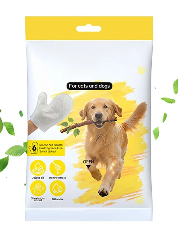 6 дезодорирующих нежных принадлежностей для купания кошек , Влажные салфетки для животных