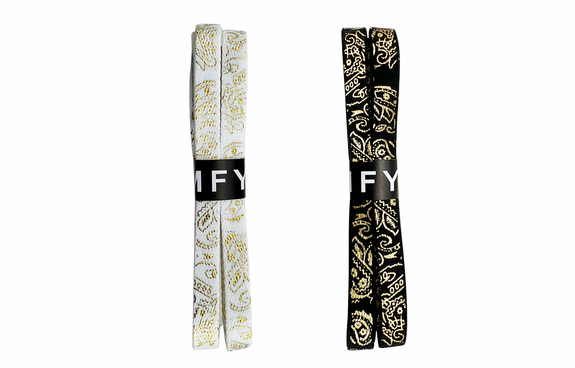 Шнурки унисекс CMFY 120CM, Black Gold, White Silver